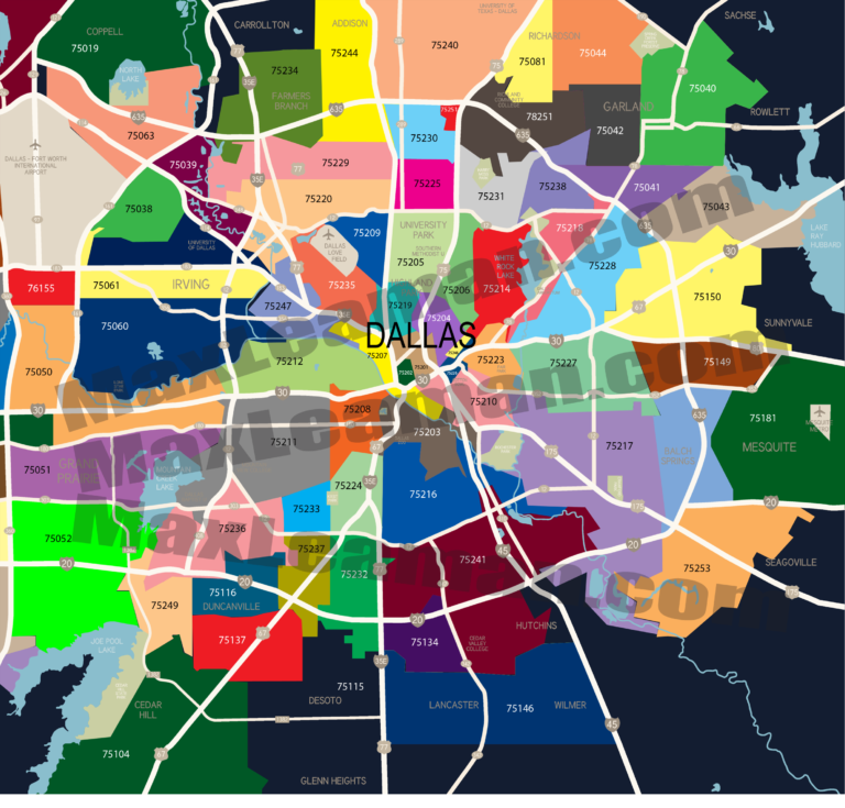 Dallas Zipcode Map - Free Zip Code Map - Dallas Zip Code Map